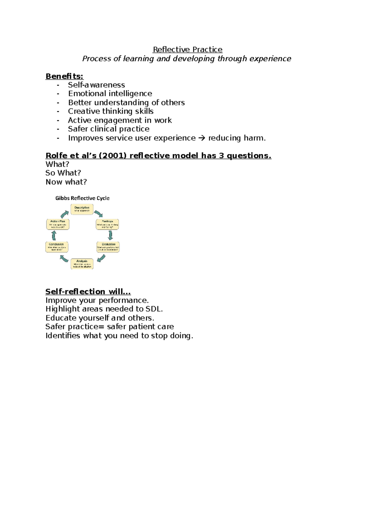 Reflective Practive - Reflective Practice Process of learning and ...