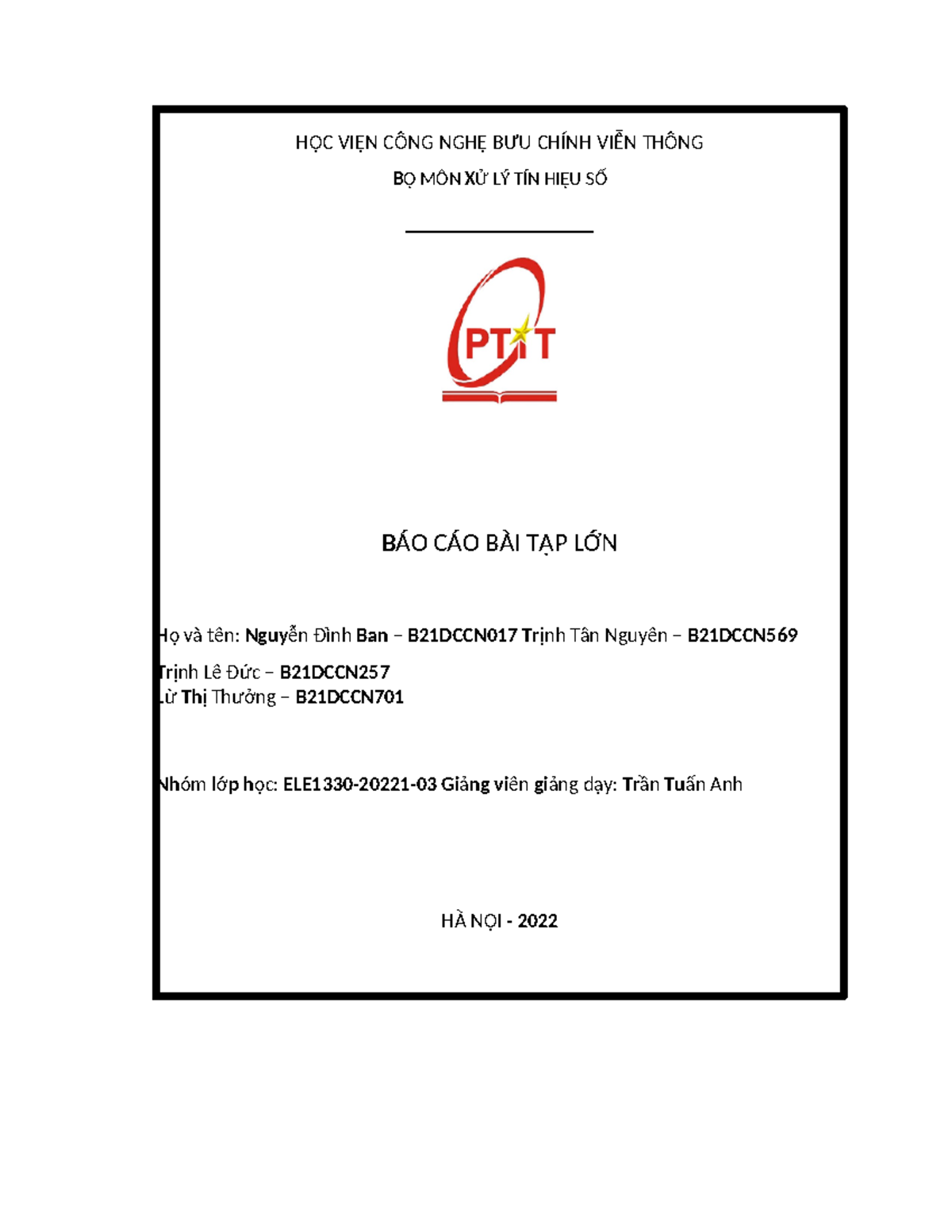 123doc bai tap lon xu ly tin hieu so ptit thiet ke bo loc iir thong dai - HỌC VIỆN CÔNG NGHỆ BƯU ...