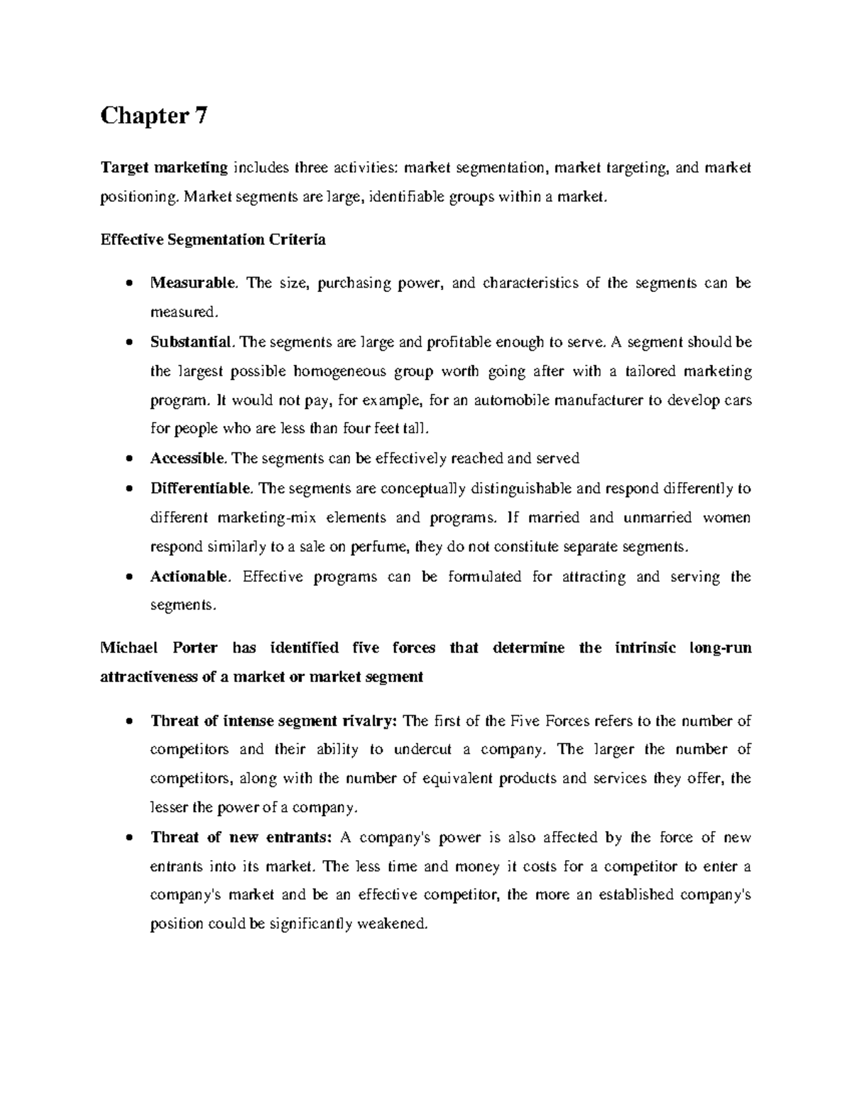 Marketing-Management - Chapter 7 Target marketing includes three ...