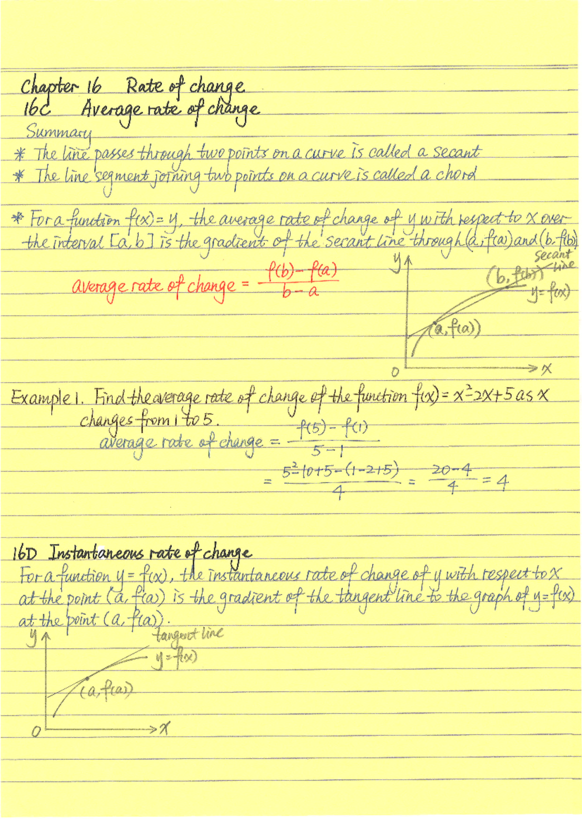 Chap 16-17-18 Calculus Notes - chapter 16 Rate of change 16c Average ...