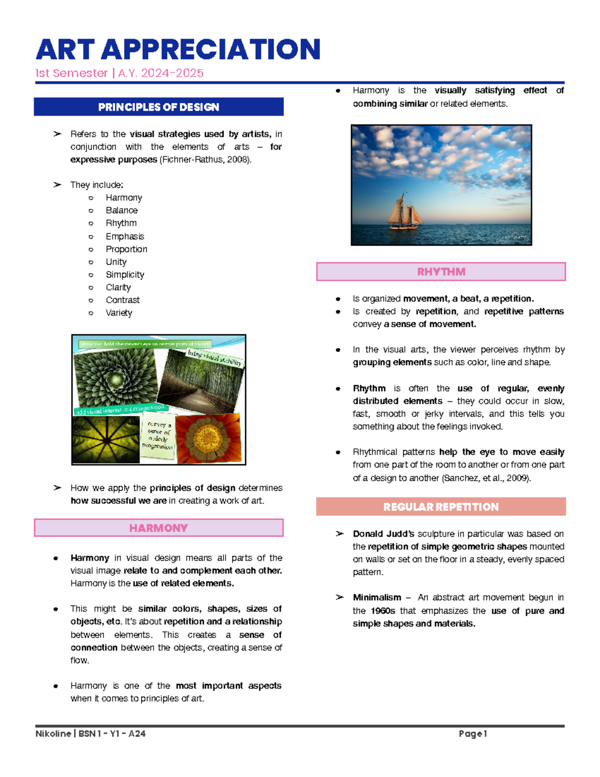 ARTA Midterm LEC - Principles of Design - ART APPRECIATION 1st Semester ...