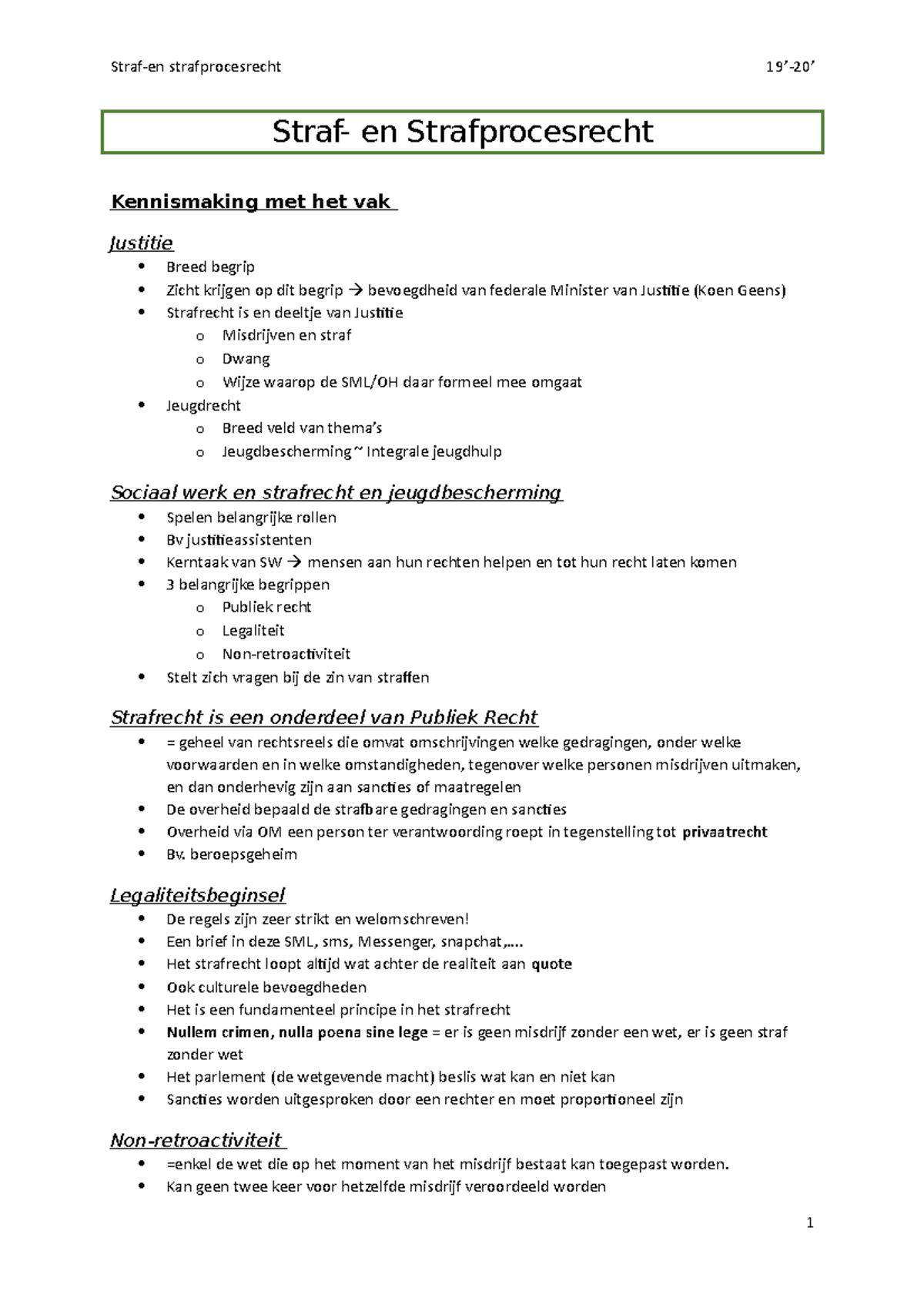 Straf-en Strafprocesrecht Sociaal Werk - Straf- en Strafprocesrecht ...