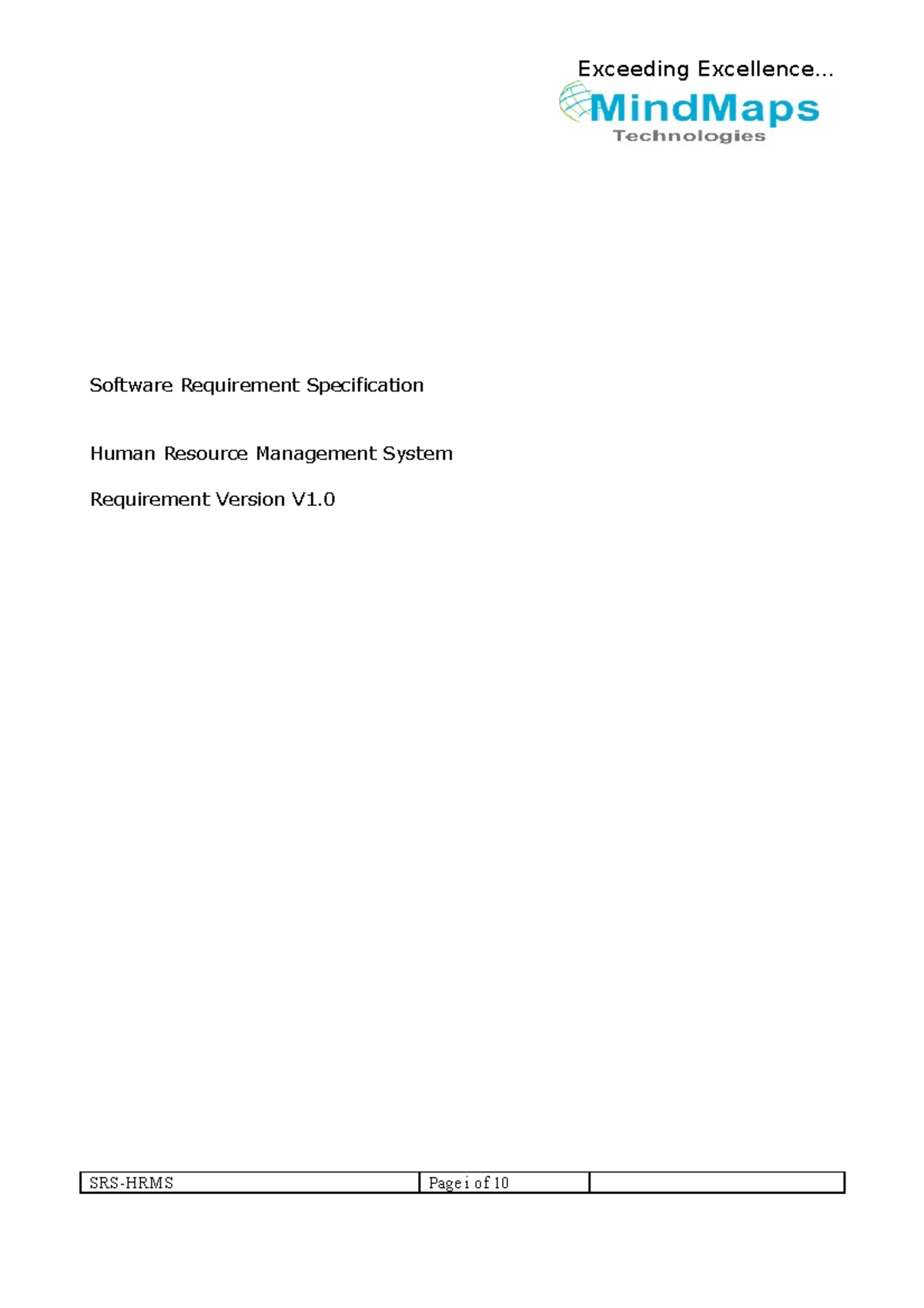 SRS document for HRMS - Software Requirement Specification Human ...
