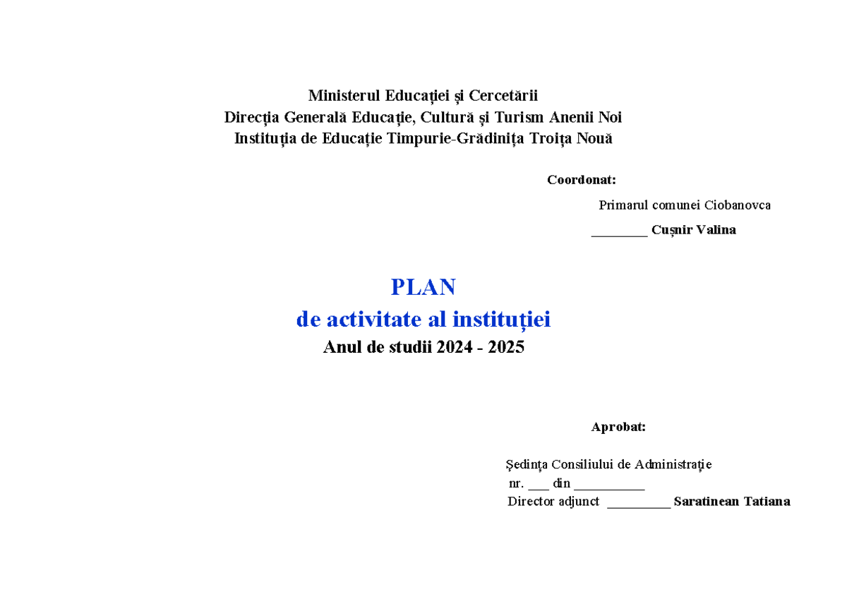 PLAN-de-activitate-al-instituției-2023-2024 (копия) - Ministerul Educa ieiț și Cercetării Direc ...