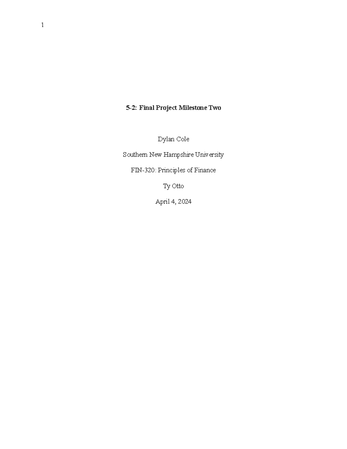 5 2 Final Project Milestone Two 5 2 Final Project Milestone Two Dylan Cole Southern New