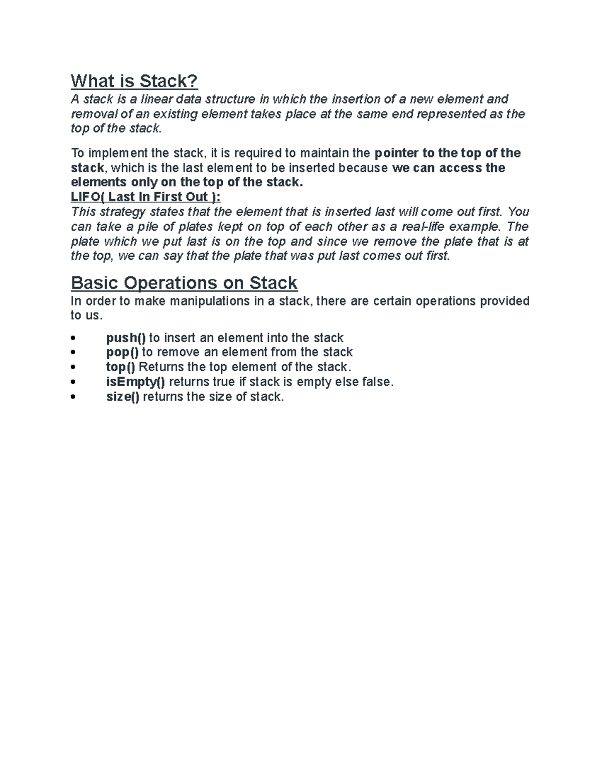 3cs syllabus in daa (1) - vey useful - What is Stack? A stack is a ...