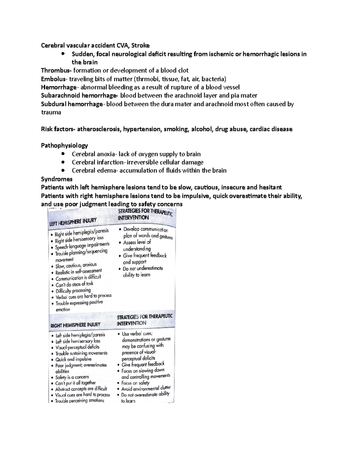 NM notes pg 120-122 - therapy ed book PTA EXAM - Cerebral vascular ...