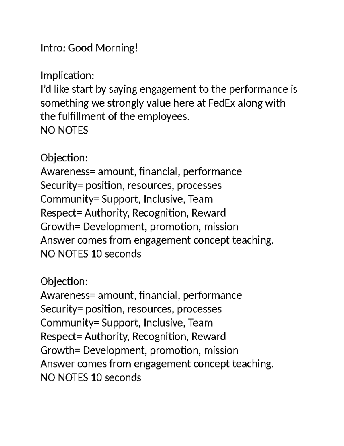 Fed Ex Presentation - FedeX - Intro: Good Morning! Implication: I’d ...
