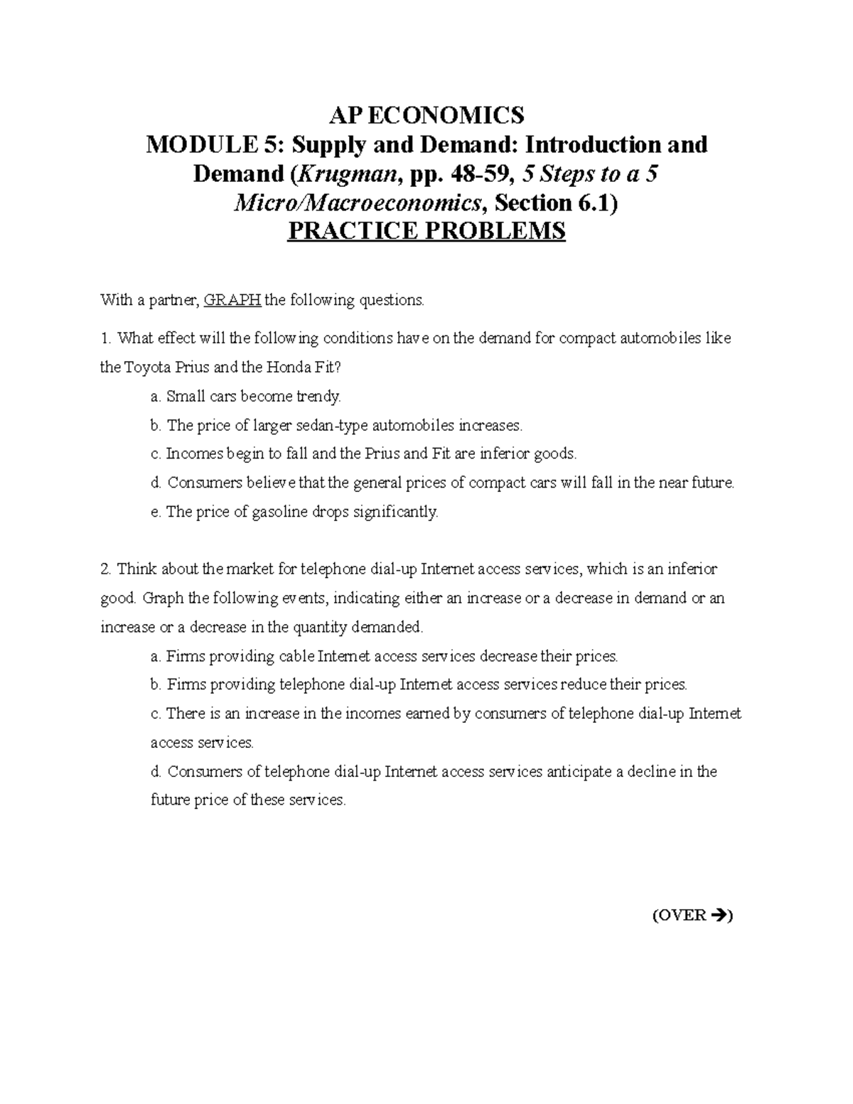 10 Module 5 - In-Class Demand Activity - Practice Problems - AP ...