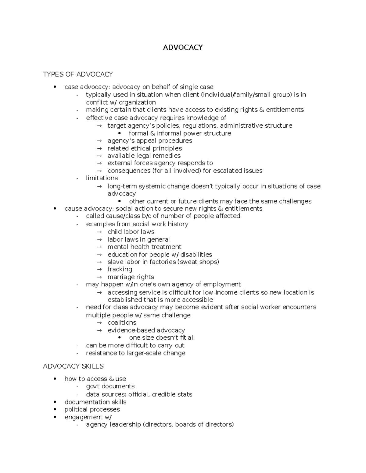 Advocacy - Christy Hickman - ADVOCACY TYPES OF ADVOCACY case advocacy ...