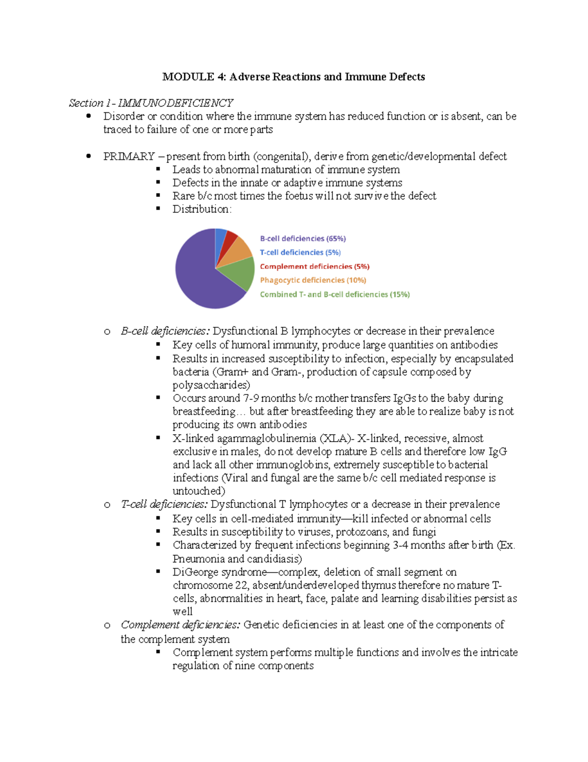 Module 4 - MOD 4 notes - MODULE 4: Adverse Reactions and Immune Defects ...
