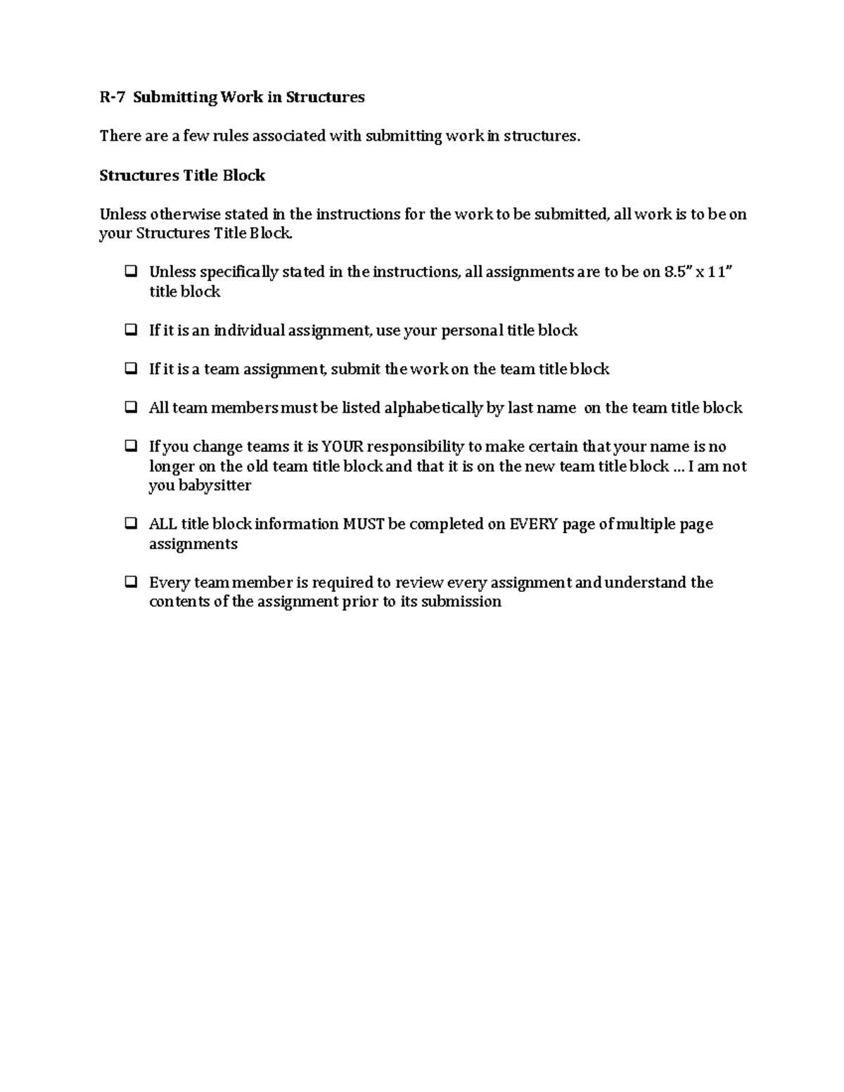 R-7 Submitting Work in Structures - Submitting Work in Structures There ...