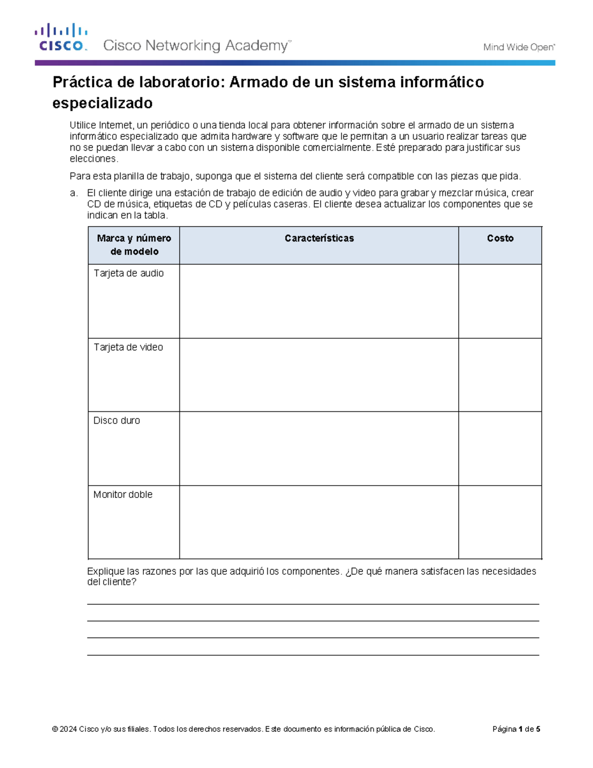 Practica 4.1- Armado de un sistema informático especializado - Práctica de laboratorio: Armado ...