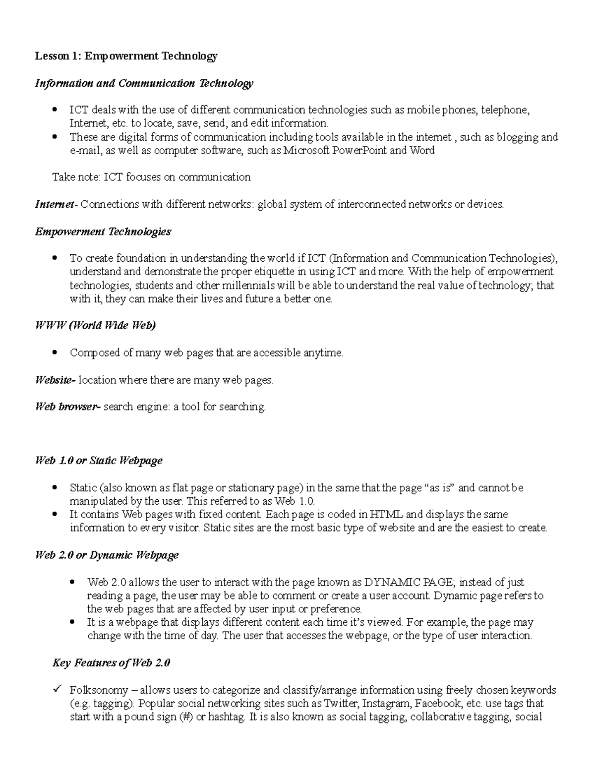 Lesson 1 Empowerment Technology Informat - to locate, save, send, and ...