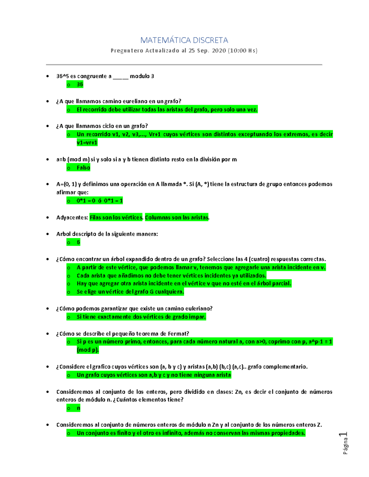 2do Parcial 26-09-2020 - Warning: TT: undefined function: 32 1 MATEMÁTICA DISCRETA Preguntero ...