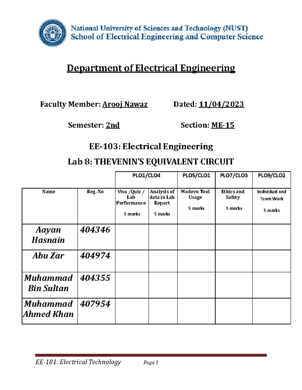 Lab 8 and 9 - Department of Electrical Engineering Faculty Member ...