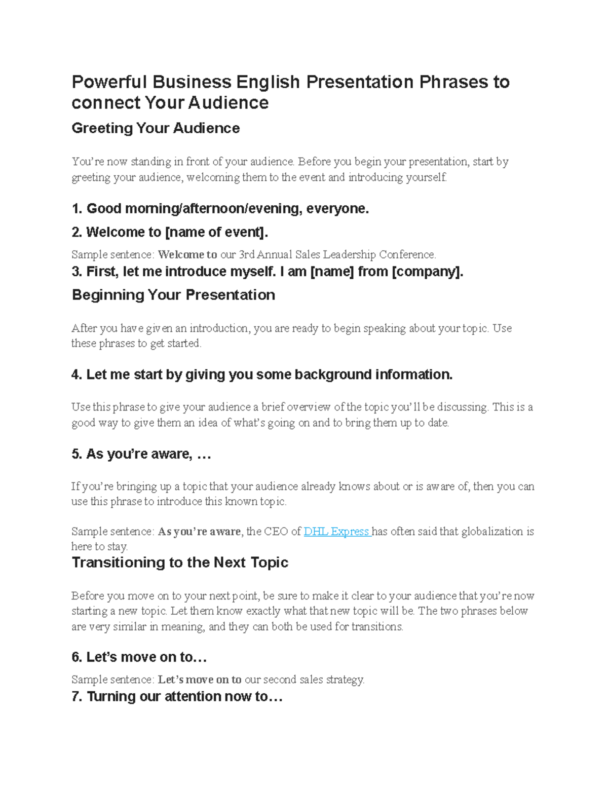 5. Bootcamp Manual - Powerful Business English Presentation Phrases to ...