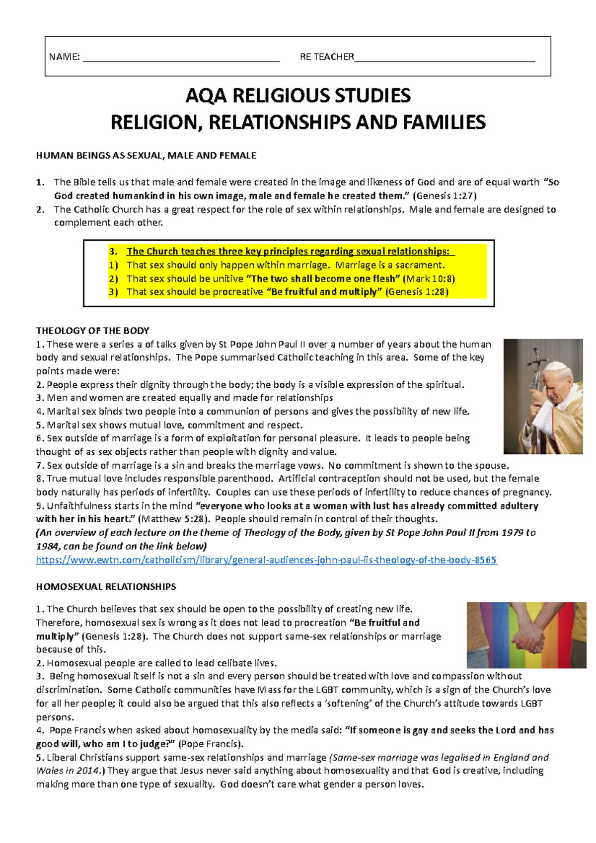 Relationships And Families - AQA RELIGIOUS STUDIES RELIGION ...