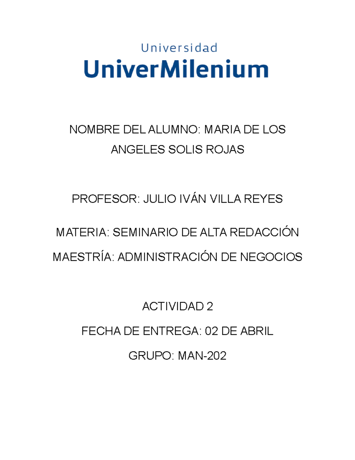 ACT Apreen 2 MASR - OPERACIONES - NOMBRE DEL ALUMNO: MARIA DE LOS ...