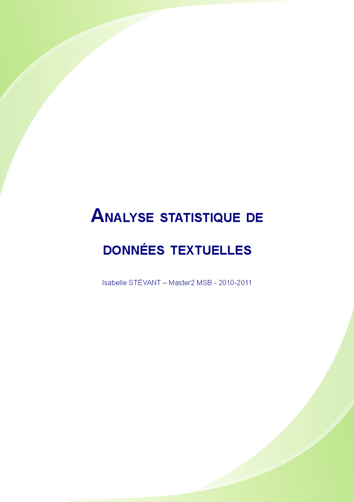 Analyse Statistique Données Textuelles Analyse Statistique De DonnÉes