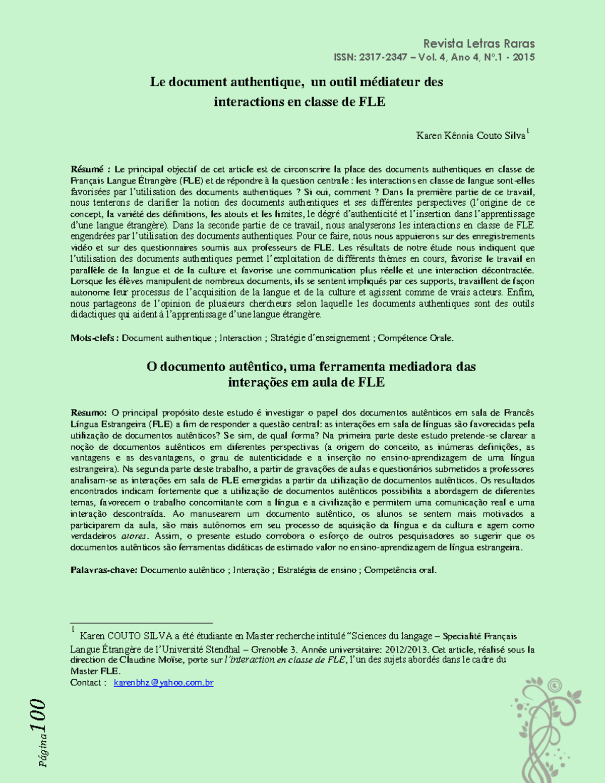 Le document authentique un outil mediateur des int - ISSN: 2317-2347 ...