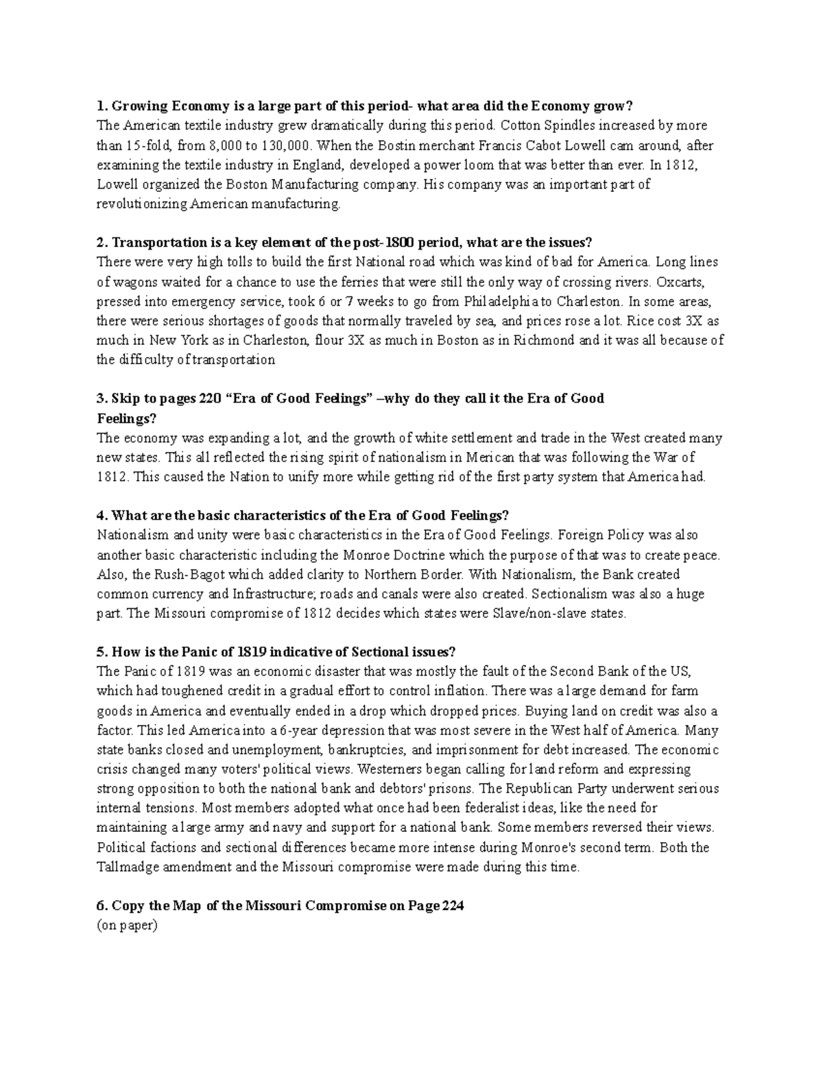 Ch 8 Reading Guide - 1. Growing Economy is a large part of this period ...