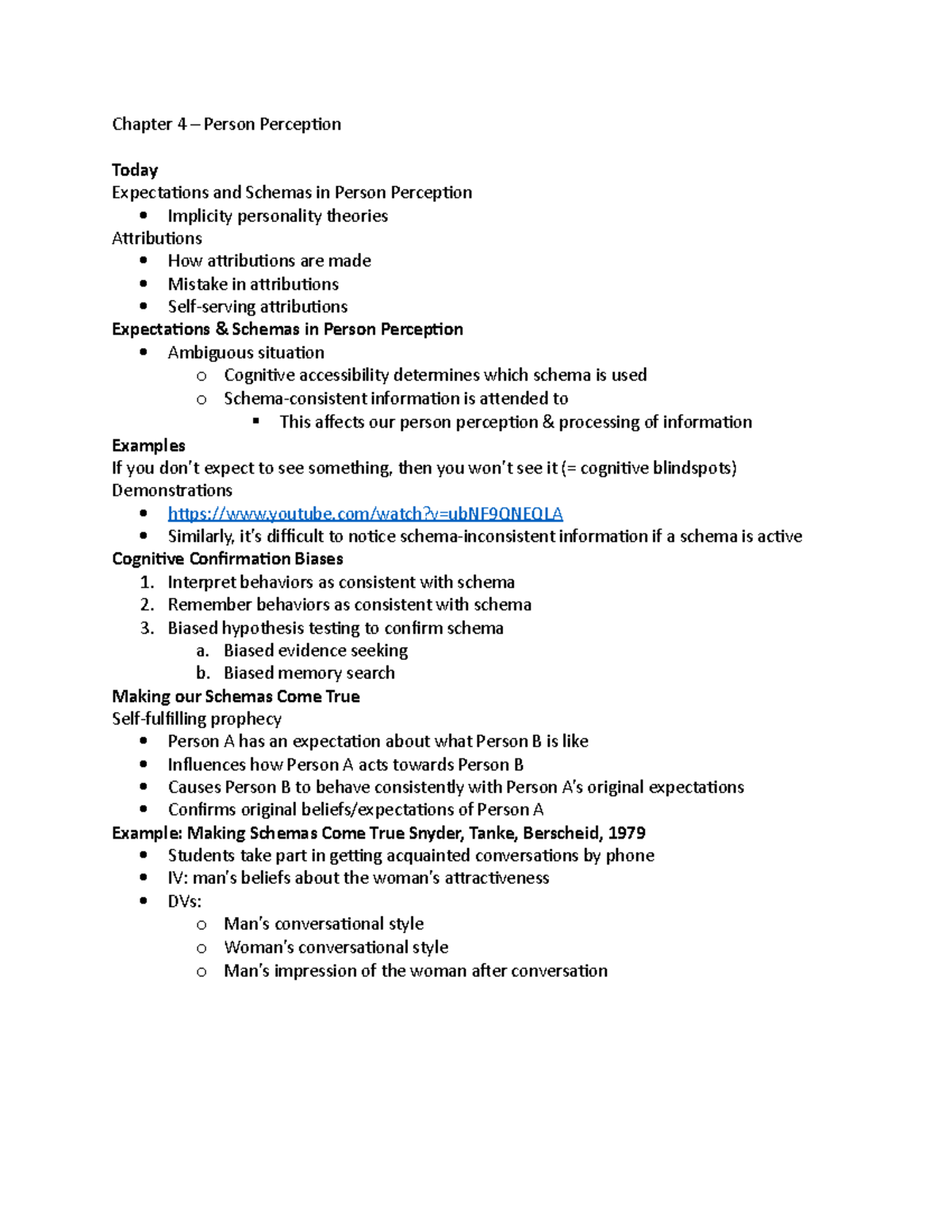 Chapter 4 - lecture notes - Chapter 4 – Person Perception Today ...