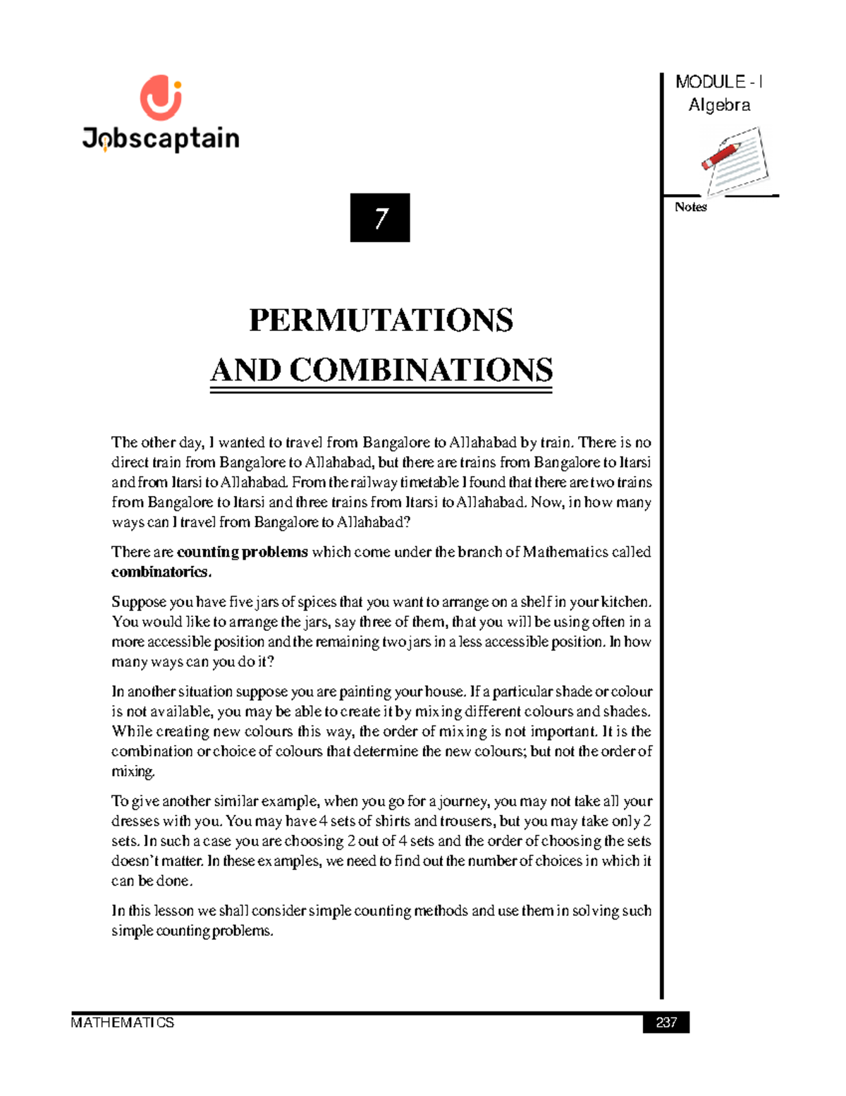 1 Cetking-Permutation-Combination-Basic-handout - Notes MODULE - I ...