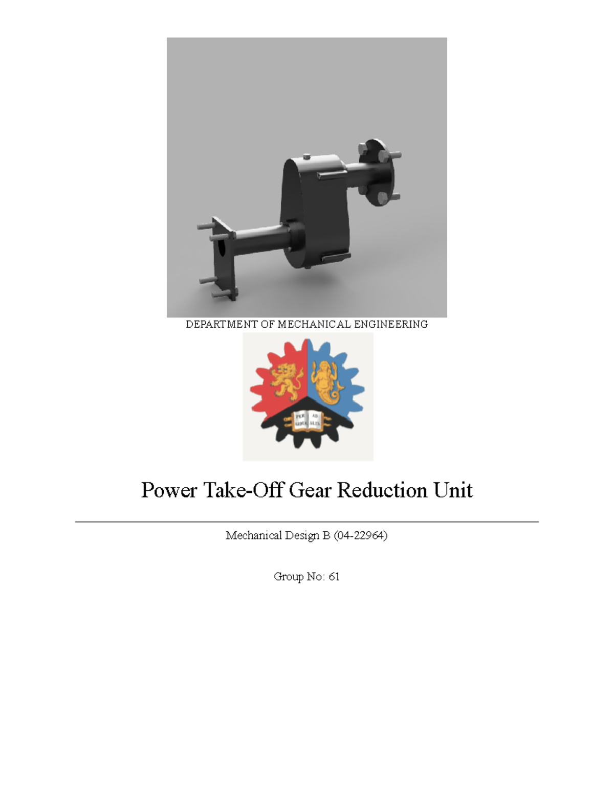 Mech. Design B - Assignment 1 - DEPARTMENT OF MECHANICAL ENGINEERING ...