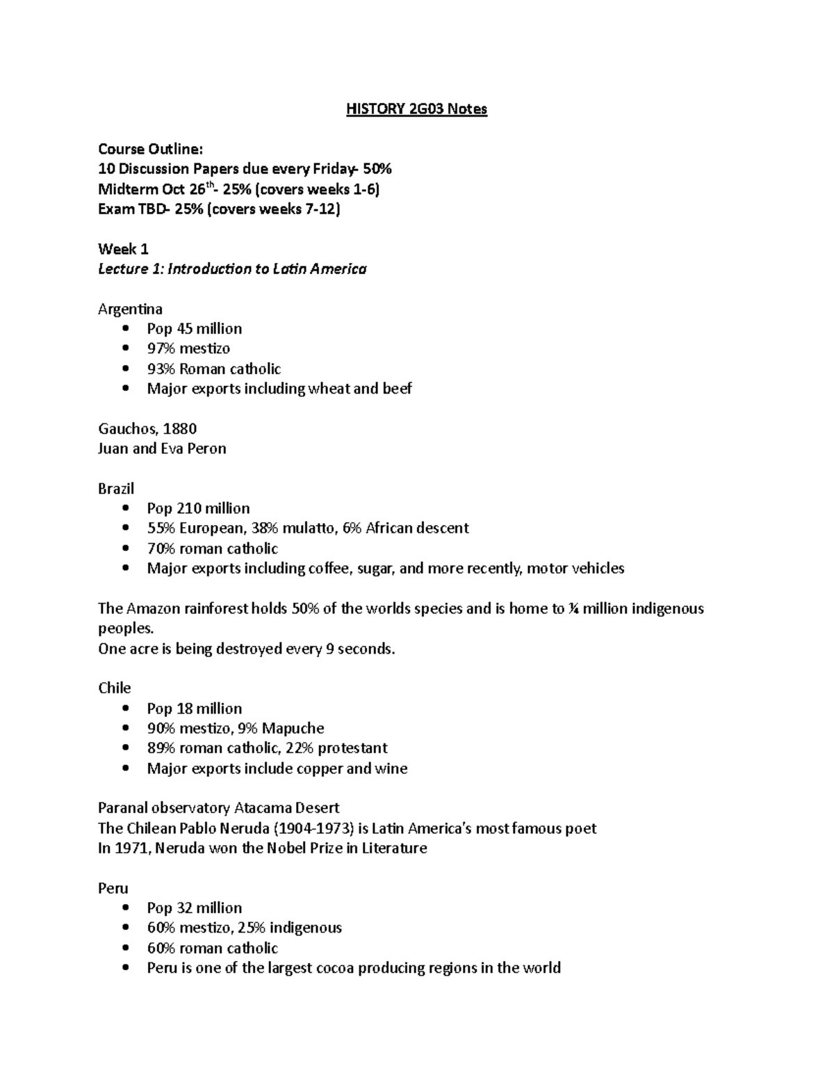 History 2G03 Notes - HISTORY 2G03 Notes Course Outline: 10 Discussion ...