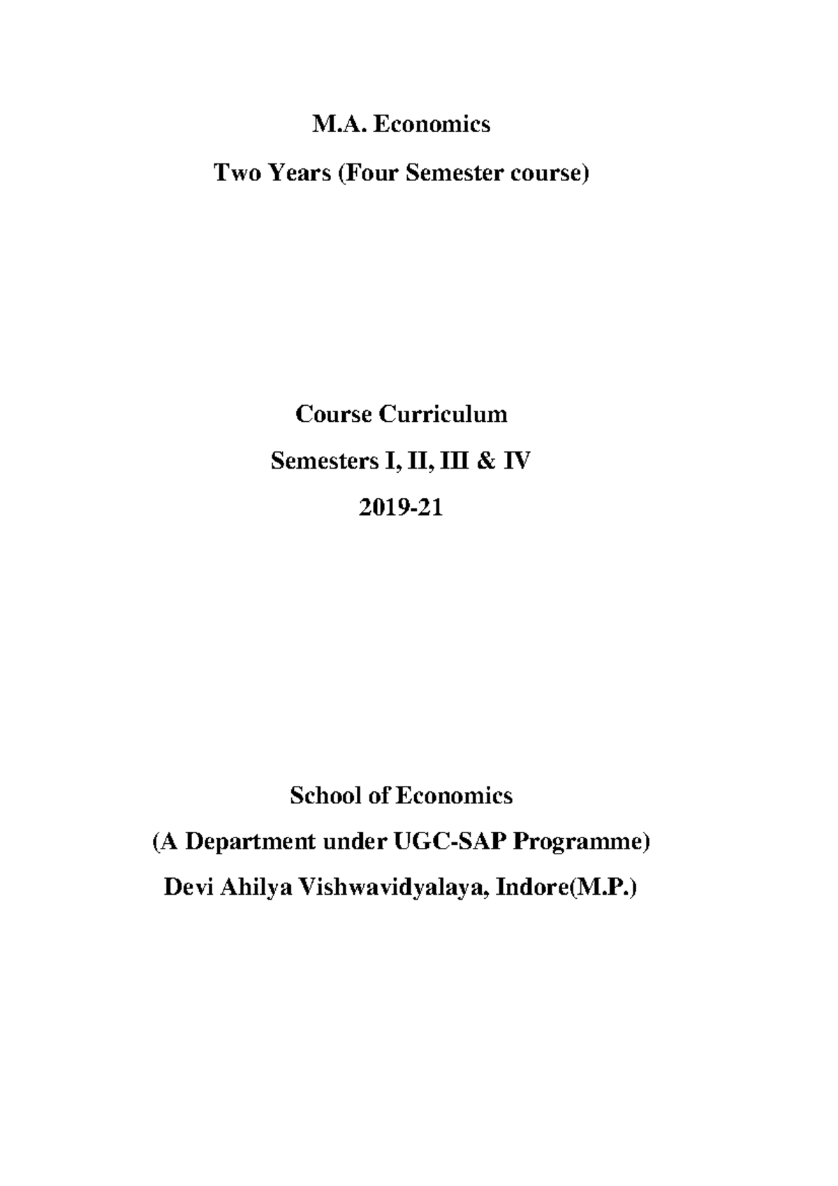 MA 2nd sem latest edition 2019-2021 - M. Economics Two Years (Four ...