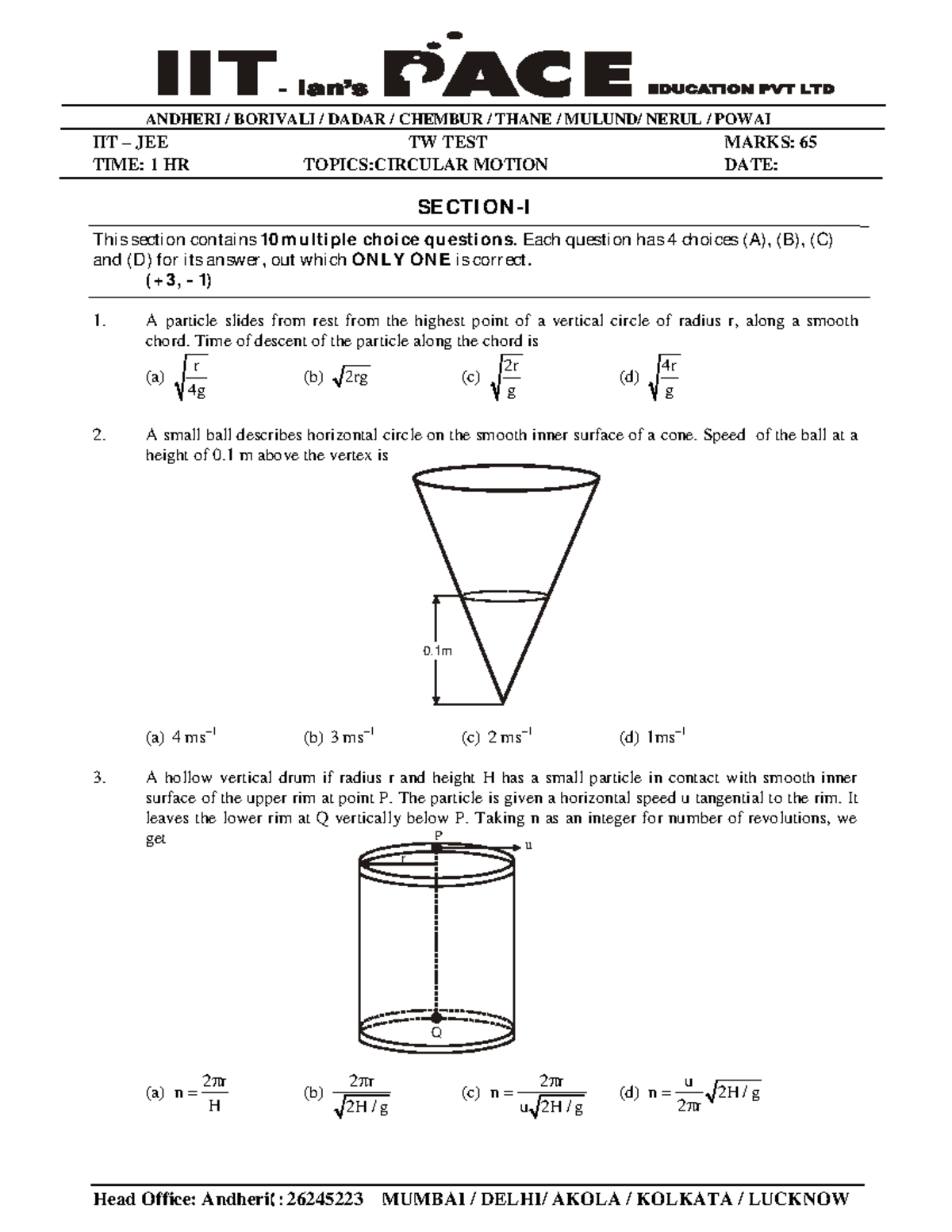 Circular motion 2 - Practice material shared by professor - ANDHERI ...