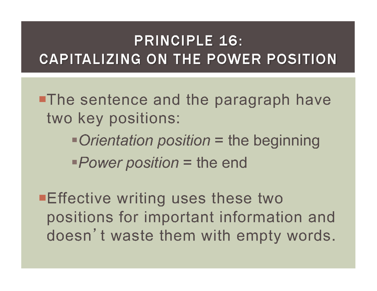 COMM1050 P16 - Lecture Notes - ¡The sentence and the paragraph have two ...