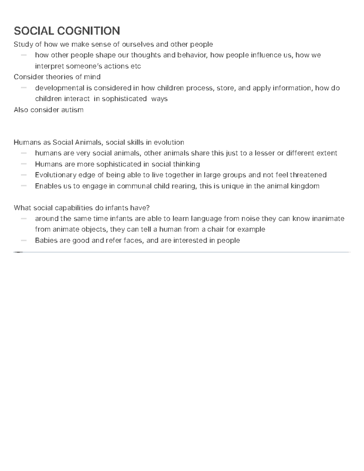 Social Cognition - – – – – – – – – SOCIAL COGNITION Study of how we ...