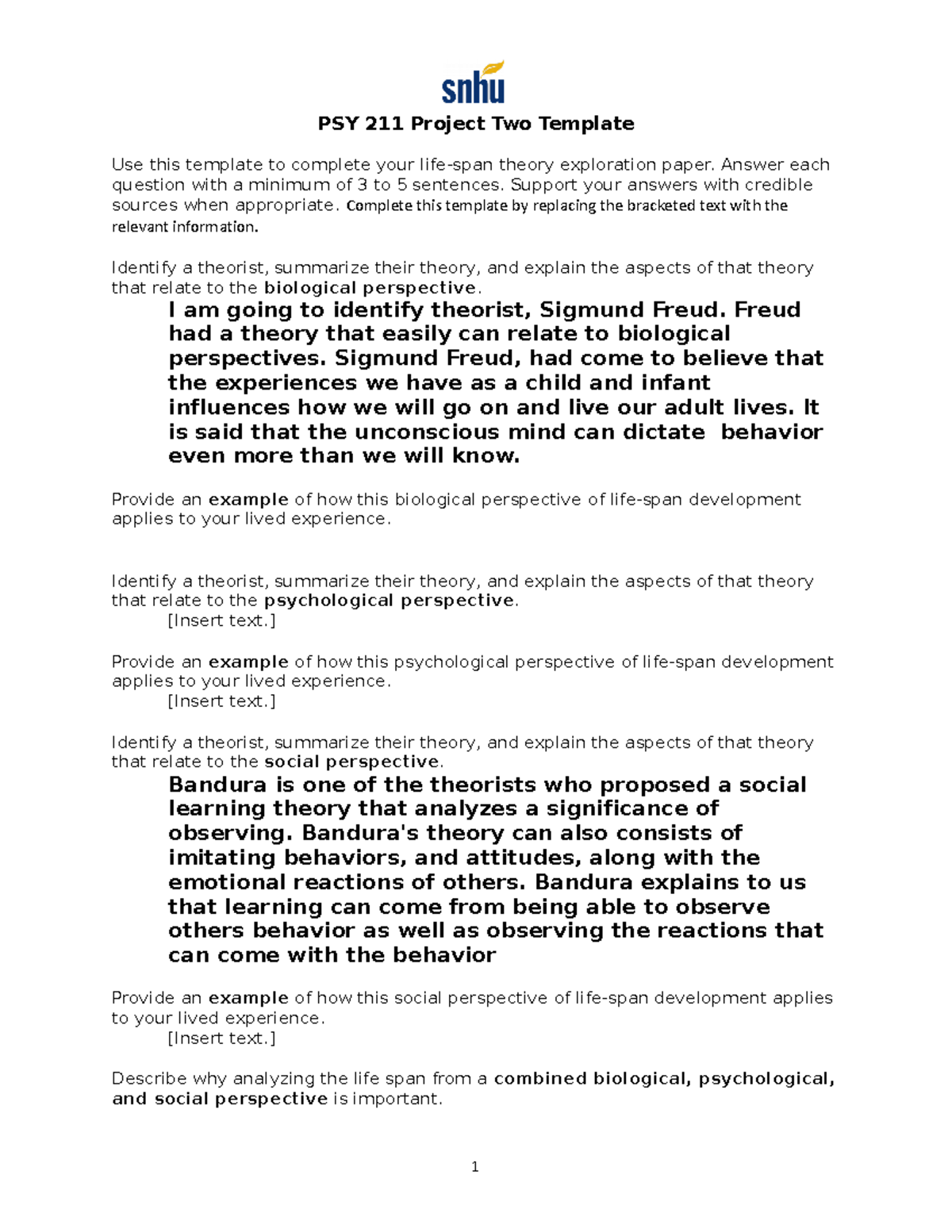 PSY 211 Project Two Template - PSY 211 Project Two Template Use this template to complete your ...