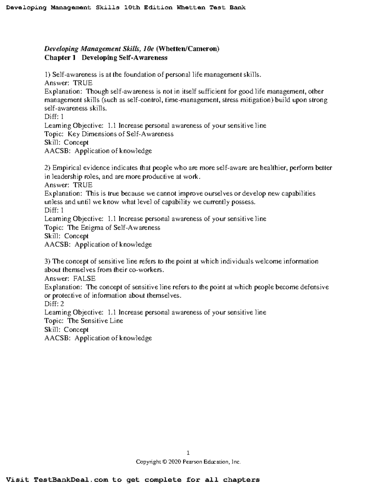 Developing management skills 10th edition whetten test bank - 1 ...