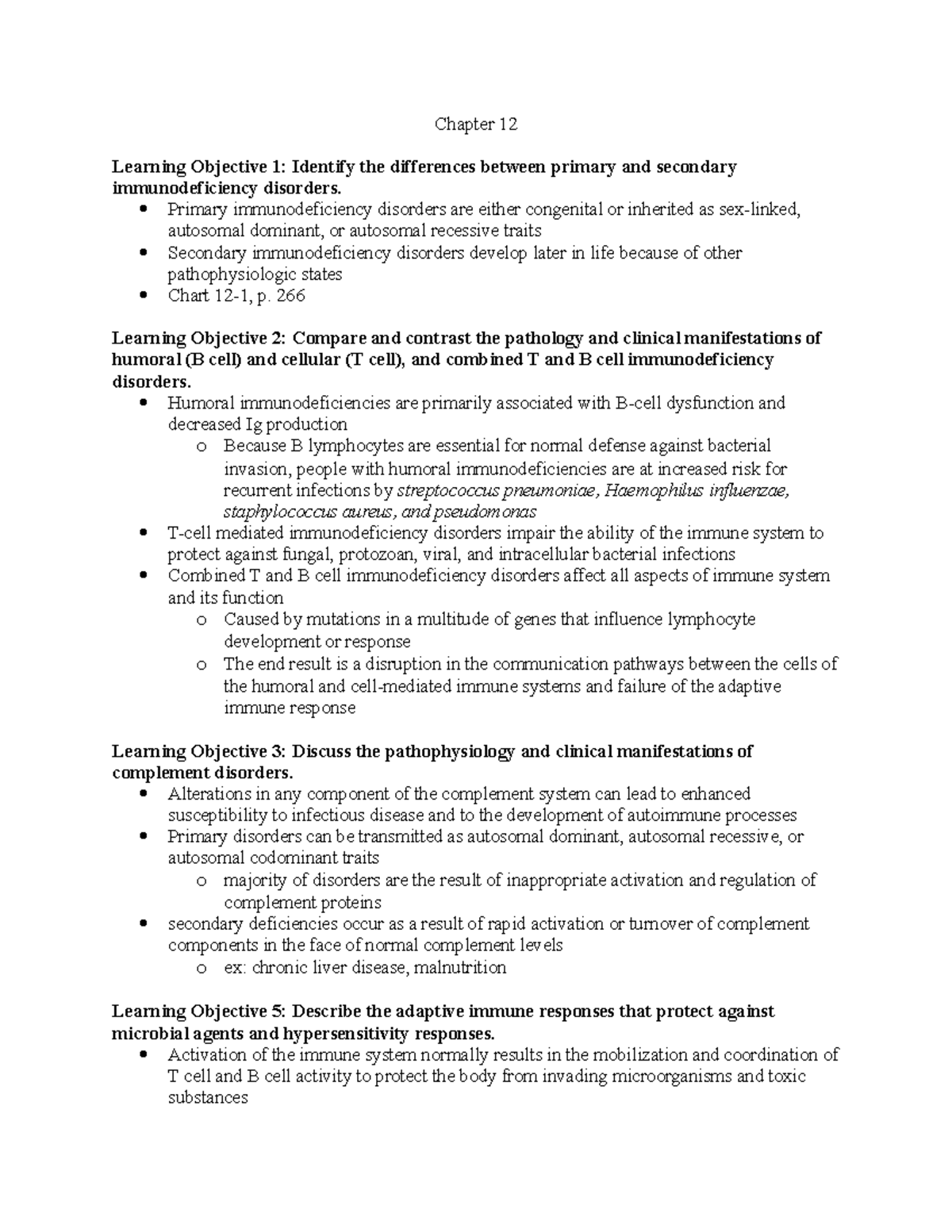 Ch12 immunodeficiency orders - Chapter 12 Learning Objective 1 ...