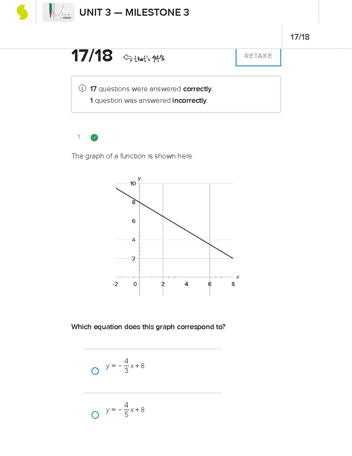 Sophia college algebra milestone 3 2024 - 1 17 / 18 that's 94% RETAKE ...