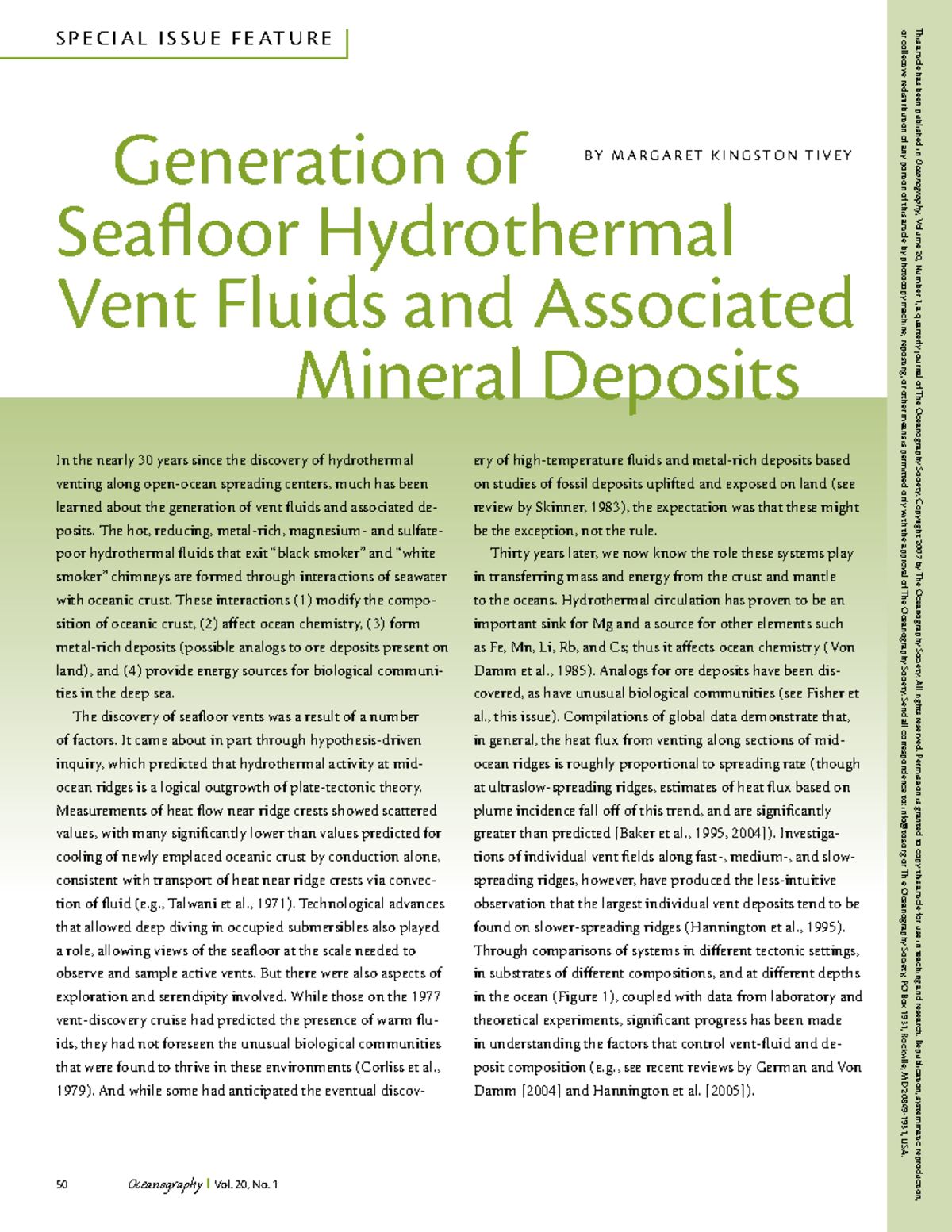 Yacimientos VMS - 50 Oceanography Vol. 20, No. 1 In the nearly 30 years ...