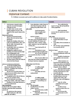 Yr 11 Modern history The Cuban Revolution Notes - The Cuban Revolution ...