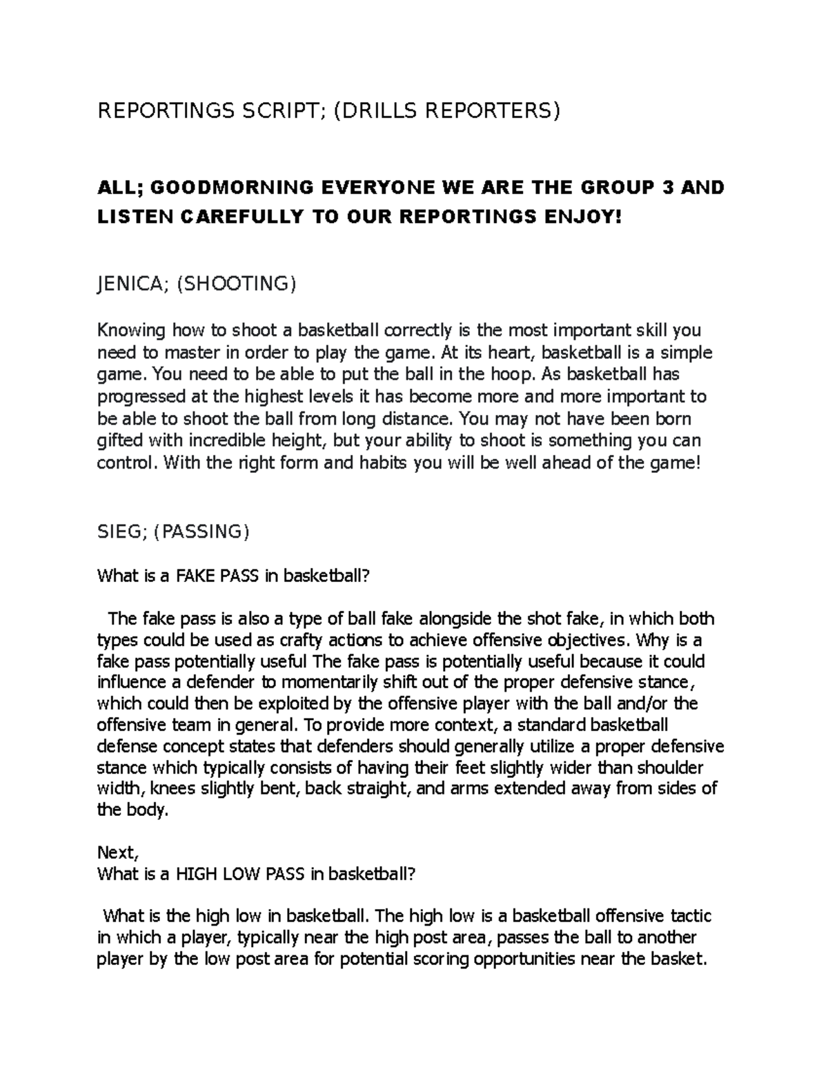 3rd doc - notes - REPORTINGS SCRIPT; (DRILLS REPORTERS) ALL ...