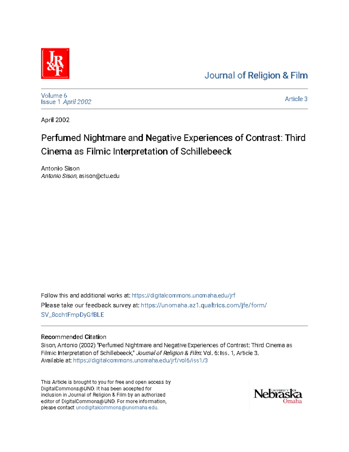 Perfumed Nightmare and Negative Experiences of Contrast - unomaha/jrf ...