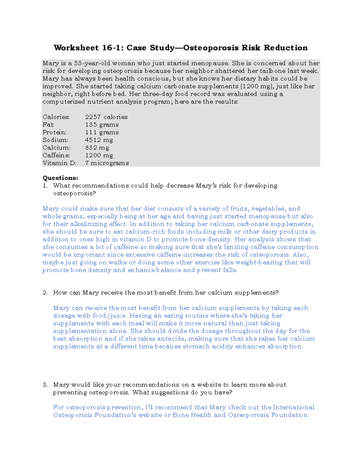 Ch 16 Worksheet 16-1 - homework - Worksheet 16-1: Case Study ...