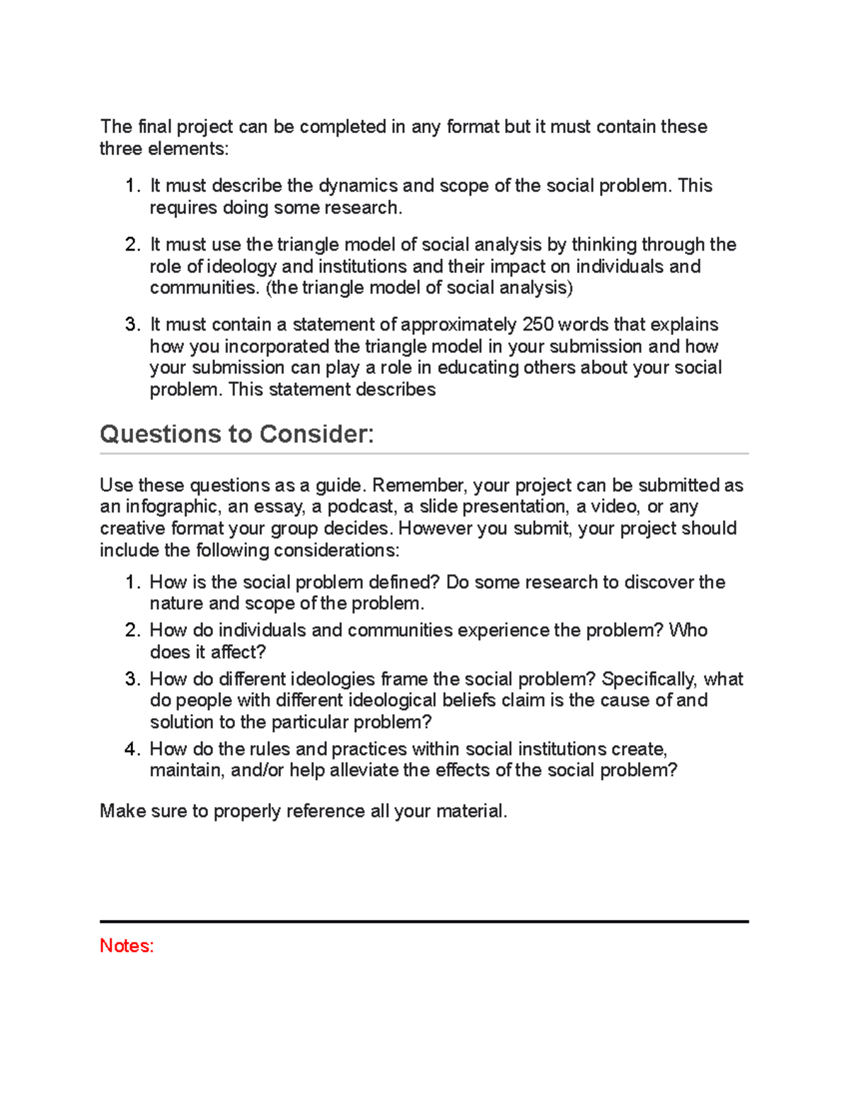 Social Analysis Group Project - The final project can be completed in ...