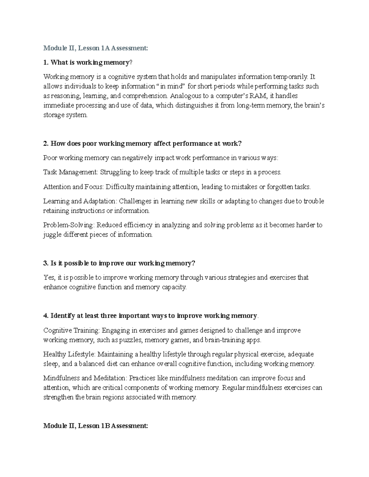 Document (11) - Notes - Module II, Lesson 1A Assessment: What is ...