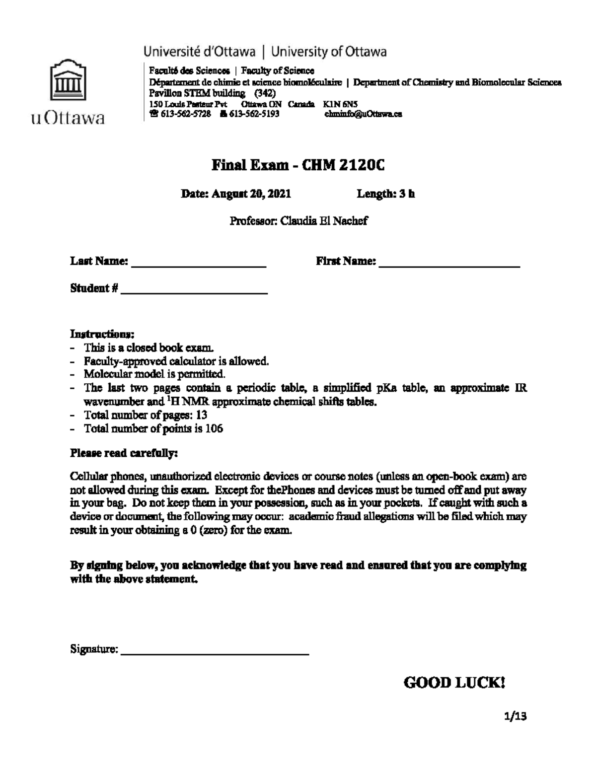 Summer 2021 Final C- CHM 2120 - CHM2120 - Studocu