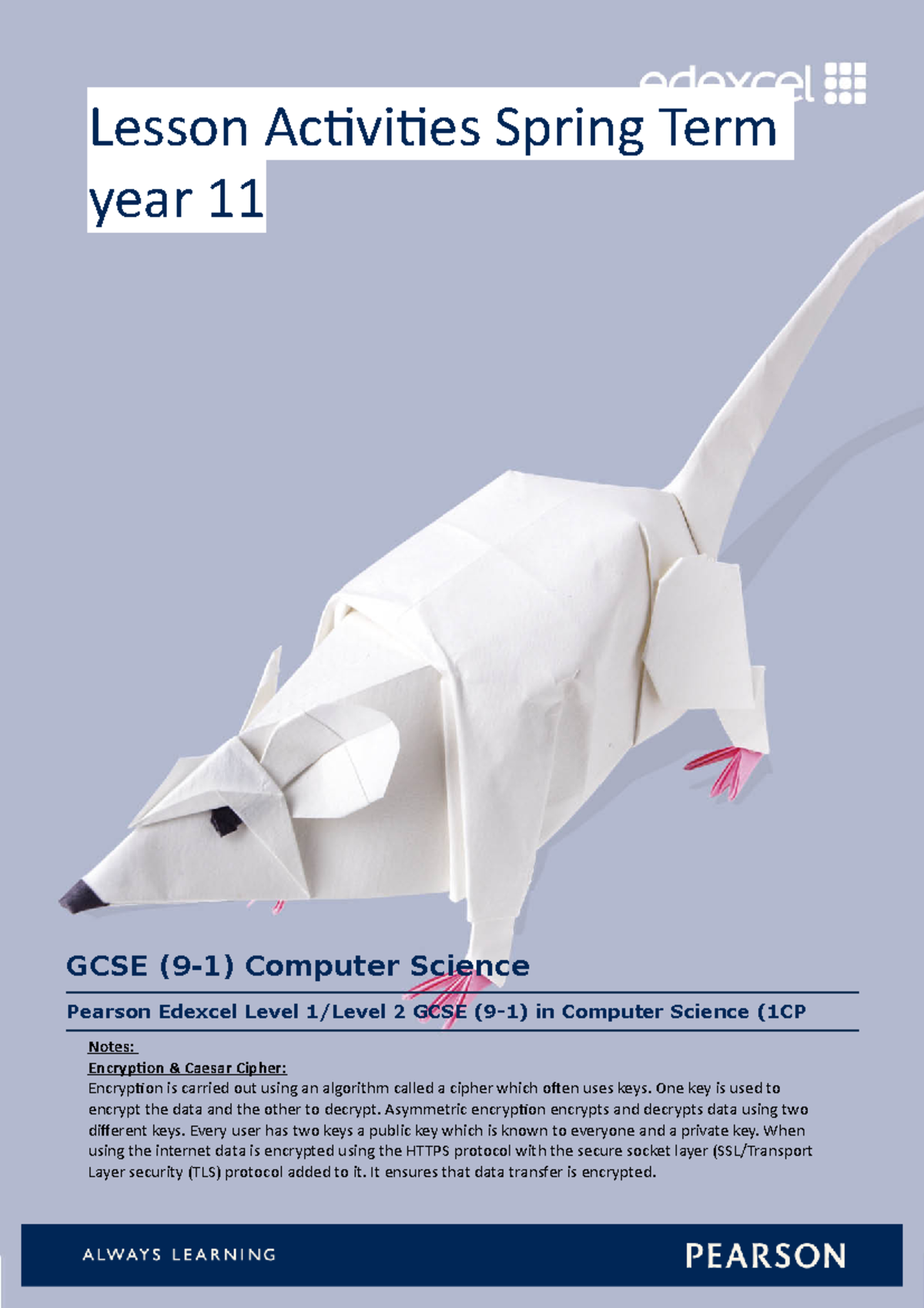 YR11 Spring Booklet 26 - CLASS WORK - Lesson Activities Spring Term ...