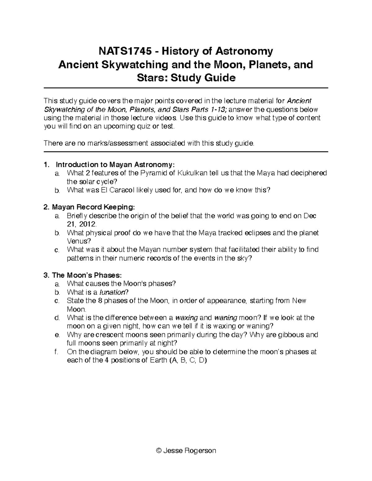 NATS1745A - Ancient Skywatching of the Moon, Planets, and Stars - Study ...