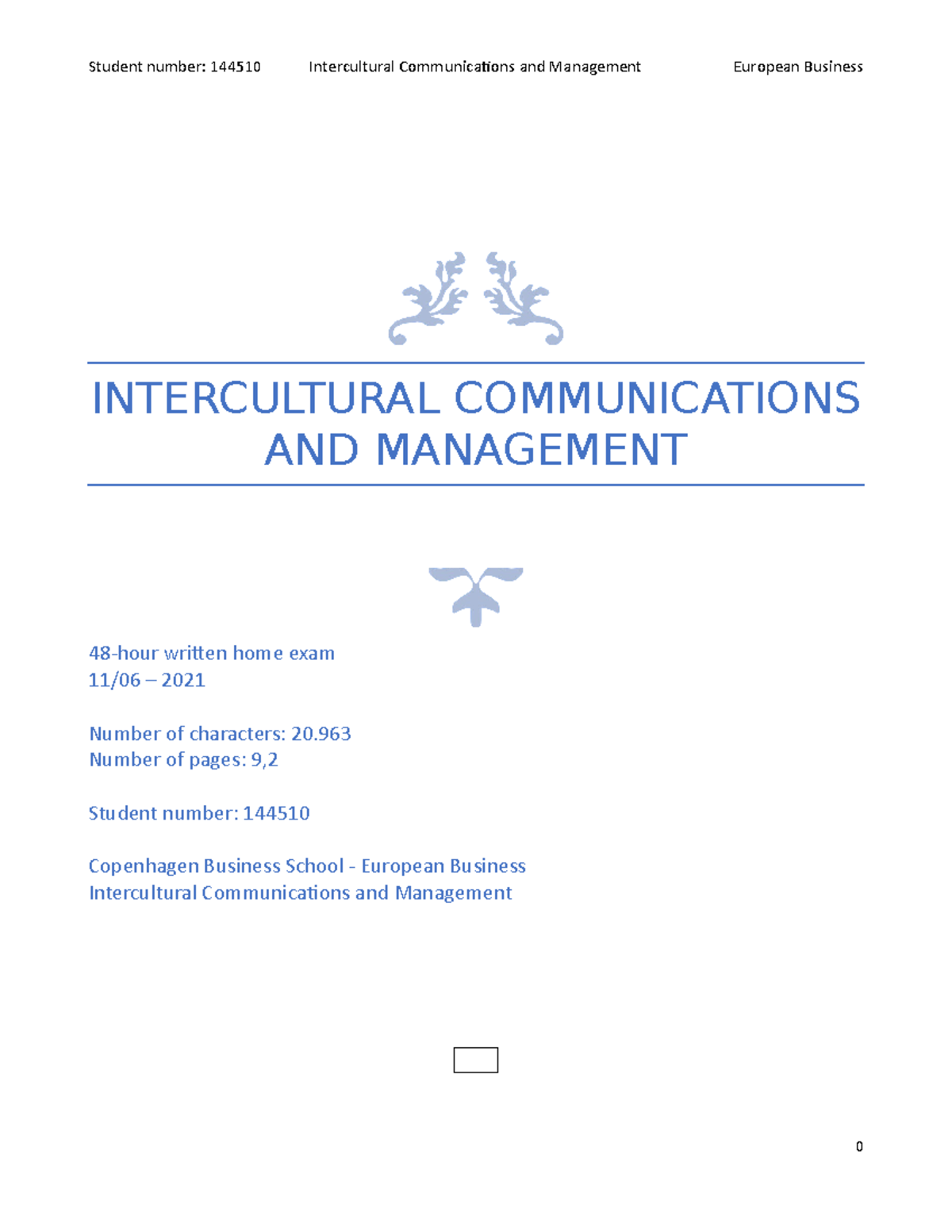 ICM EXAM 1 - hey - INTERCULTURAL COMMUNICATIONS AND MANAGEMENT 48-hour ...