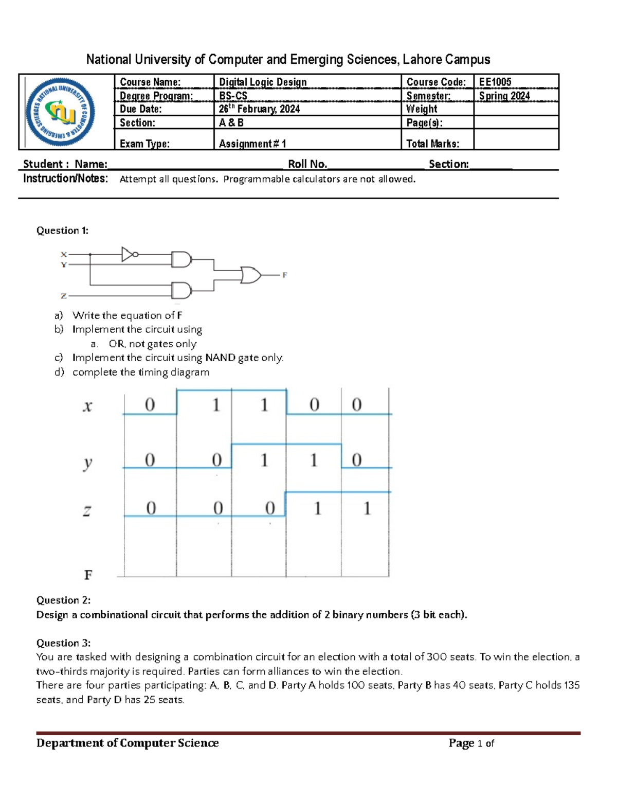 Boolean Expressions - National University of Computer and Emerging ...